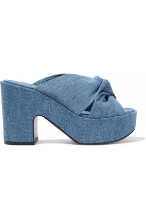 Clergerie Esther Denim Platform Mules - Mid Denim