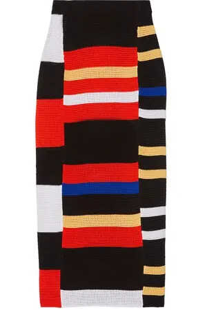 Proenza Schouler Striped Crochet-knit Midi Skirt - Red