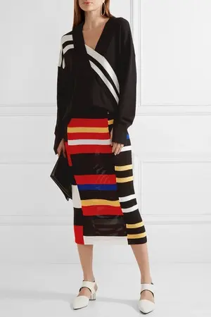 Proenza Schouler Striped Crochet-knit Midi Skirt