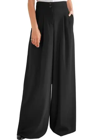 Vanessa Seward Charlotte Woolblend Crepe Wideleg Pants