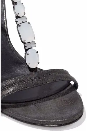 GIUSEPPE ZANOTTI Crystalembellished Metallic Suede Sandals