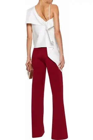 Roland Mouret Oneshoulder Asymmetric Draped Satin Top