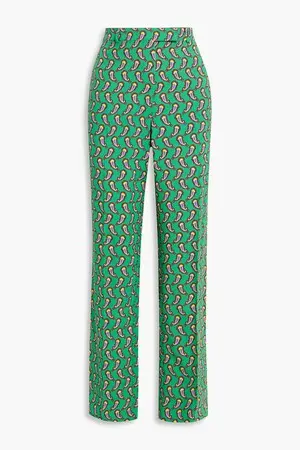 Etro Printed Twill Straightleg Pants - Green