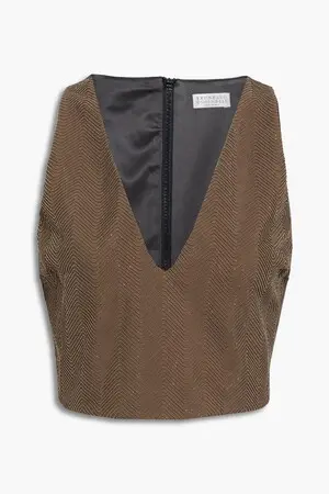 Brunello Cucinelli Cropped Beadembellished Satin Vest