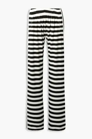 Norma Kamali Striped Stretchjersey Wideleg Pants - Black