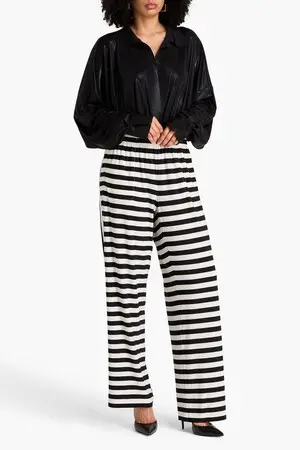 Norma Kamali Striped Stretchjersey Wideleg Pants
