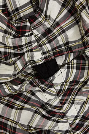 GANNI Cutout Checked Linen And Silkblend Midi Dress