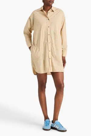ATM Anthony Thomas Melillo Printed Cottonpoplin Mini Shirt Dress