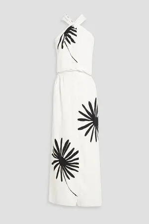 Oscar De La Renta Cutout Printed Crepe Maxi Dress - White