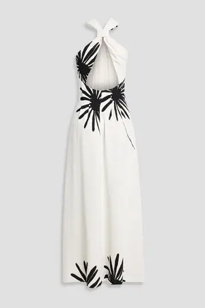 Oscar De La Renta Cutout Printed Crepe Maxi Dress