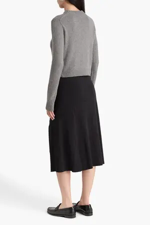 Maje Laceup Ribbedknit Midi Skirt