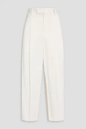 Partow Bailey Twotone Pleated Cottonblend Twill Wideleg Pants - White