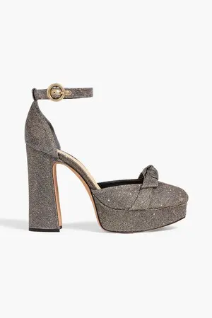 ALEXANDRE BIRMAN Clarita Bowdetailed Lamé Platform Pumps