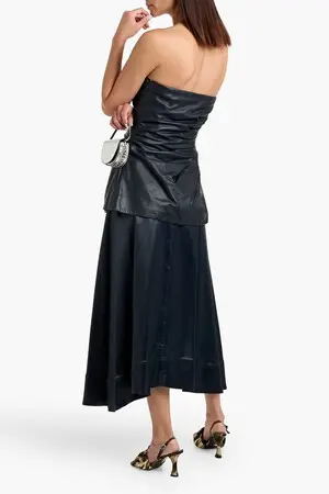 Proenza Schouler Strapless Draped Leather Top