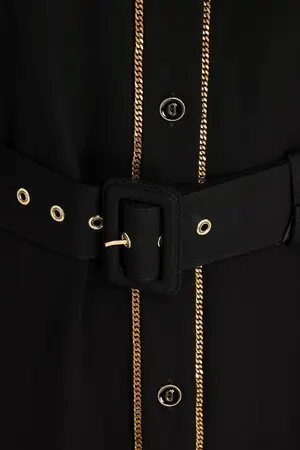 Zimmermann Belted Chain-embellished Crepe Midi Shirt Dress