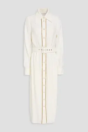 Zimmermann Belted Chain-embellished Crepe Midi Shirt Dress - Ivory