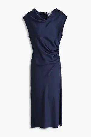 Herve Leger Millie Draped Satin Midi Dress