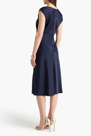 Herve Leger Millie Draped Satin Midi Dress
