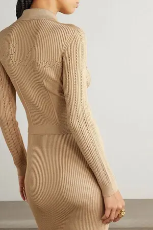 Balmain Ribbed Pointelleknit Cardigan