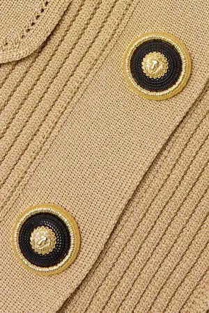 Balmain Ribbed Pointelleknit Cardigan