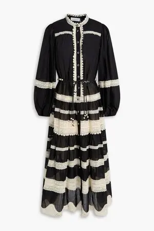 Zimmermann Lace Paneled Cotton Gauze Midi Dress