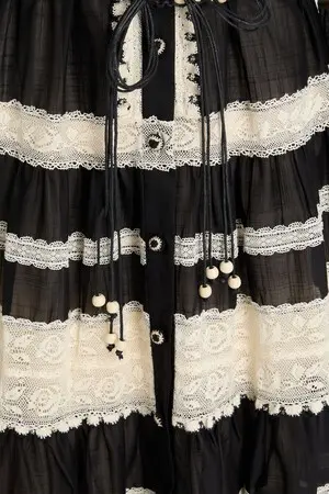 Zimmermann Lace Paneled Cotton Gauze Midi Dress