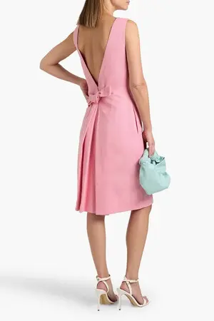 Max Mara Armida Cotton Jacquard Bow Detail Midi Dress