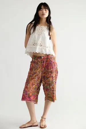 MAGNOLIA PEARL Printed Corduroy Patchwork Shorts