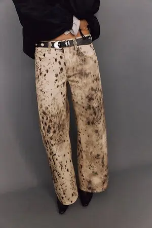 Free People We The Free Alter Ego Wide-leg Printed Jeans - Snow Leopard