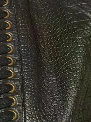 Valentino Garavani Crocodile-effect Leather Lace-up Jacket