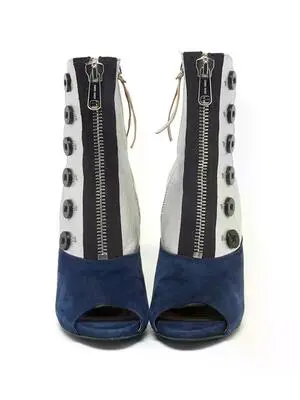 Miu Miu Peep-toe Ankle Boots With Button Detail