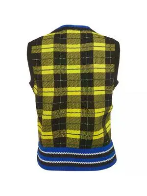 Versace Plaid Knit Wool Vest