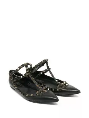 Valentino Garavani Rockstud Ankle Strap Ballet Flats