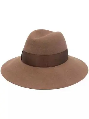 Borsalino Fedora Hat With Ribbon Detail - Brown