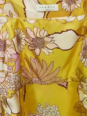Sandro Floral Print Square Neck Blouse