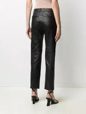 JOSEPH Mid-rise Leather Slim-fit Trousers
