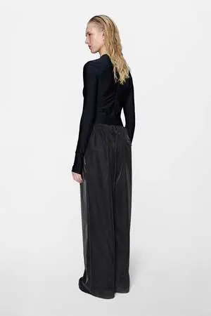 Rains Wide Leg Trousers In Waterproof Pu Fabric
