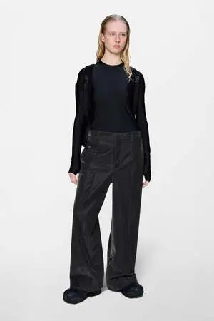 Rains Wide Leg Trousers In Waterproof Pu Fabric