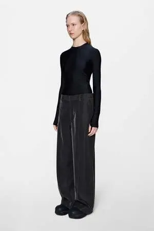 Rains Wide Leg Trousers In Waterproof Pu Fabric
