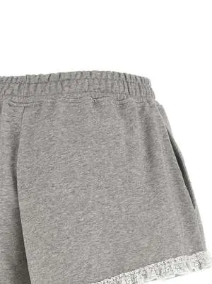 GANNI Isoli Cotton Jersey Shorts With Lace Trim