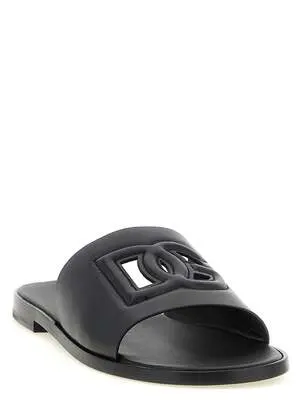 Dolce & Gabbana Calfskin Leather 'dg Light' Sandals - Black