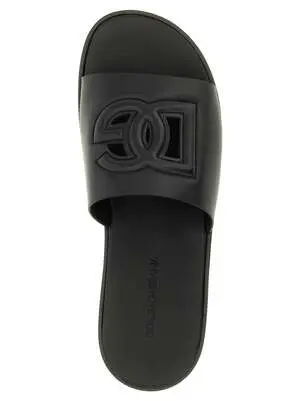 Dolce & Gabbana Calfskin Leather 'dg Light' Sandals - Black