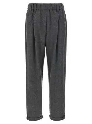 Brunello Cucinelli Wool And Cashmere Trousers - Gray