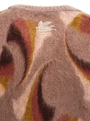 Etro Patterned Mohair Blend V-neck Cardigan - Multicolor