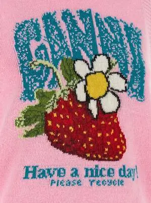 GANNI Strawberry & Daisy Knit Vest - Pink