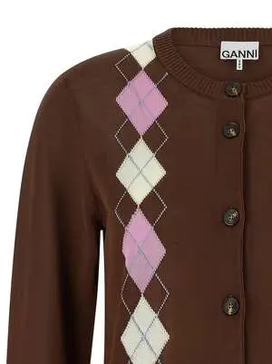 GANNI Argyle Intarsia Organic Cotton Cardigan