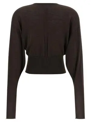 Rick Owens V Cropped Knit Top - Brown