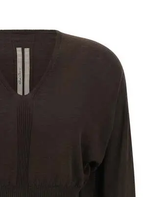 Rick Owens V Cropped Knit Top - Brown
