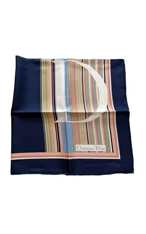 DEAR CLEMENTINE VINTAGE Christian Dior 1970s Striped Silk Scarf - Multi