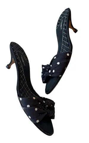 DEAR CLEMENTINE VINTAGE Dolce & Gabbana Polka Dot Mules - Black/white